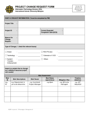 Fillable Online PROJECT CHANGE REQUEST FORM Fax Email Print - pdfFiller