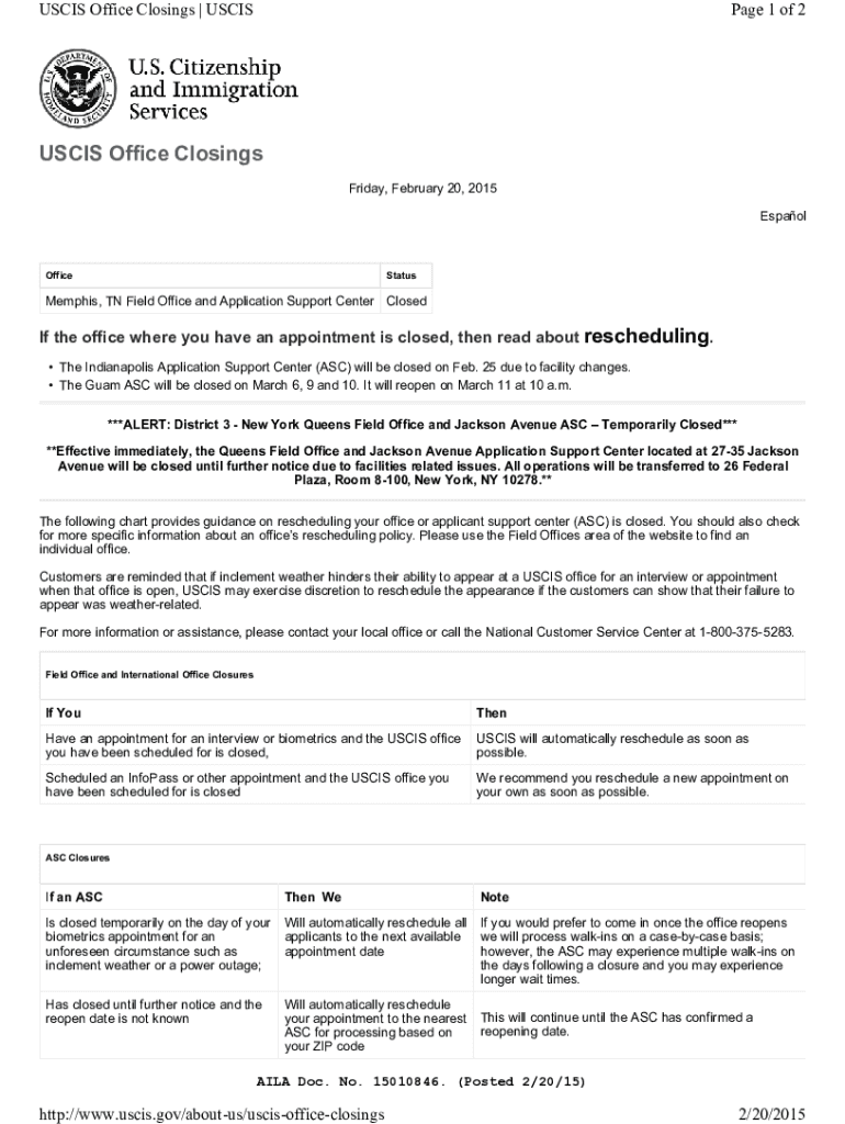 Fillable Online USCIS Office Locator - Case Status Online Fax Email ...