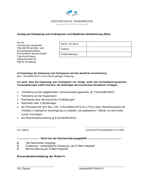 Ausfüllbar Online Antrag auf Zulassung zum Kolloquium und Staatliche ...