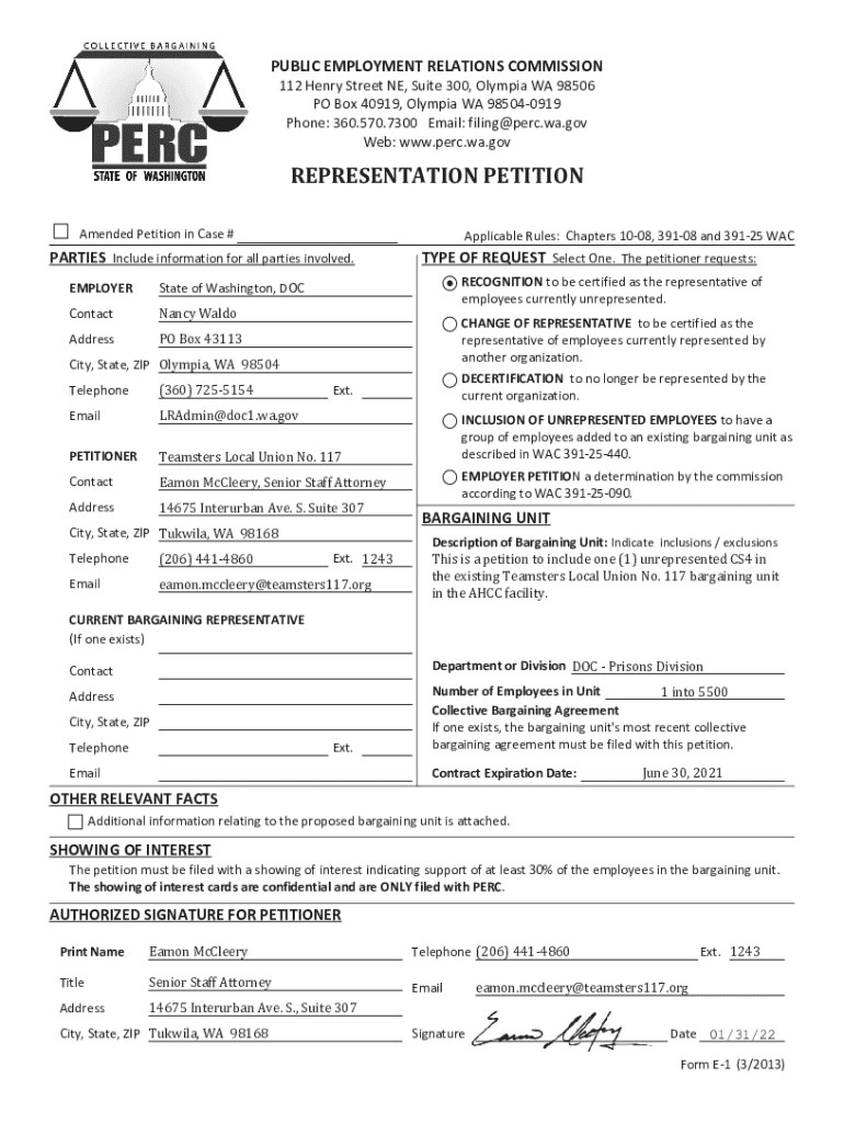 Fillable Online perc wa RP Petition DRAFT.pdf Fax Email Print - pdfFiller