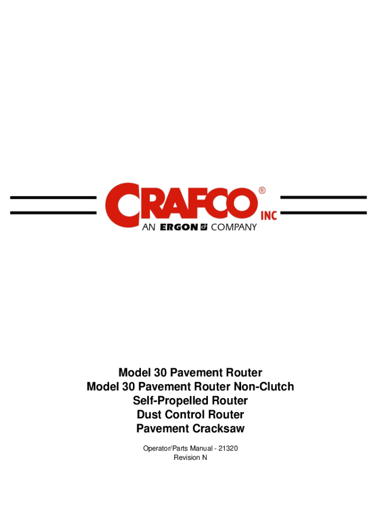Fillable Online Model 30 Pavement Router Dust Control w/Clutch - Crafco ...