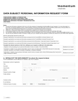 Fillable Online DATA SUBJECT PERSONAL INFORMATION REQUEST FORM Fax ...