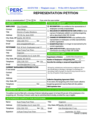 Fillable Online perc wa Representation Petition Form (E-1).pdf Fax ...