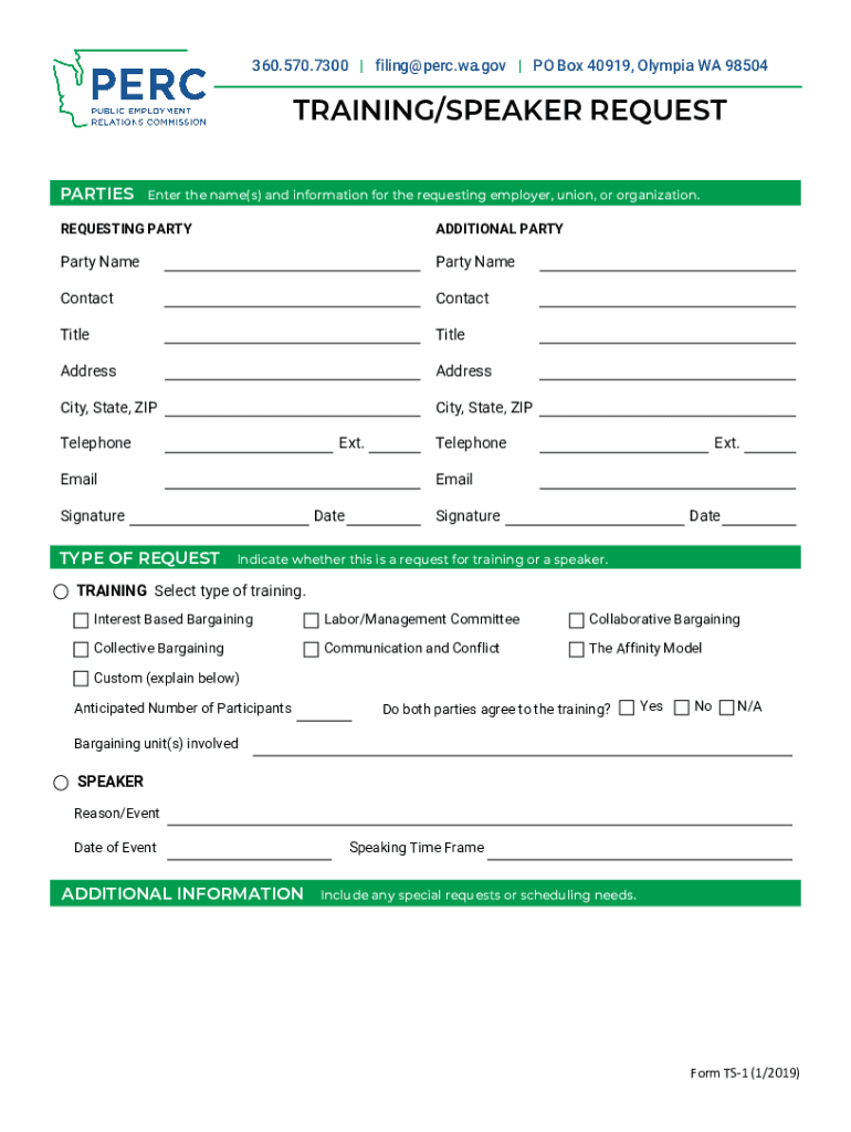 Fillable Online perc wa TRAINING/SPEAKER REQUEST Fax Email Print ...