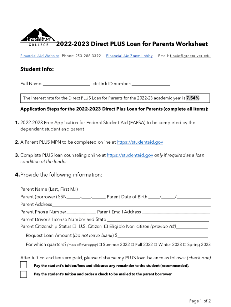 Fillable Online 2022-2023-parent-PLUS-loan-request-form. ... Fax Email Print - pdfFiller