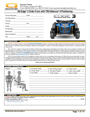 Fillable Online Quantum Q6 Edge 3 Order Form with TRU-Balance 4 ...