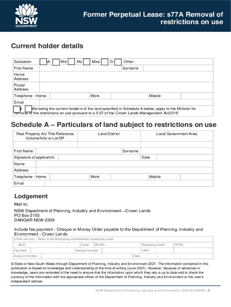 Fillable Online Former Perpetual Lease. form Fax Email Print - pdfFiller