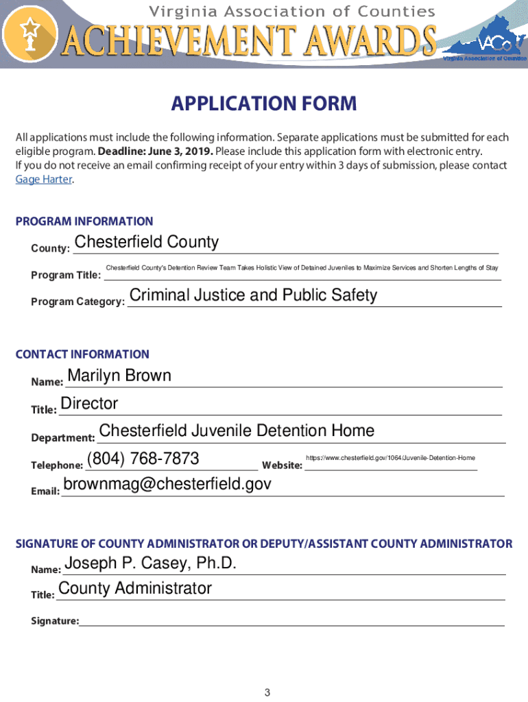 Fillable Online Chesterfield County's Detention Review Team Takes ...