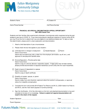 Fillable Online Appeal for Special Circumstances - Student Financial Aid Fax Email Print - pdfFiller