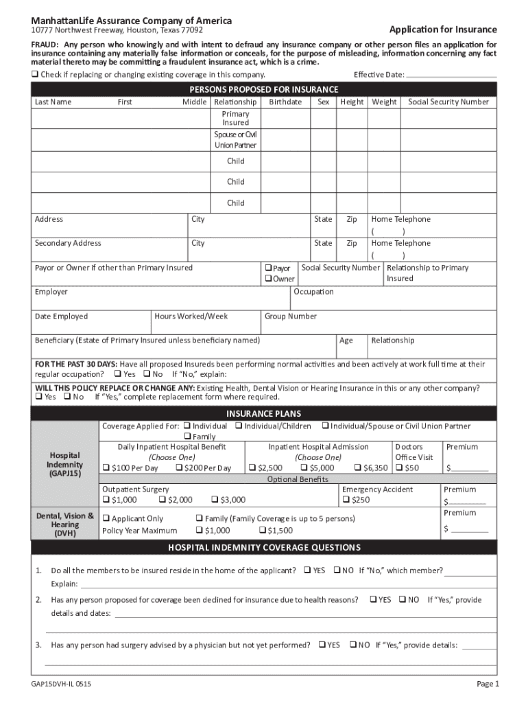 Fillable Online Disability Initial Claim Form - Manhattan Life Fax ...