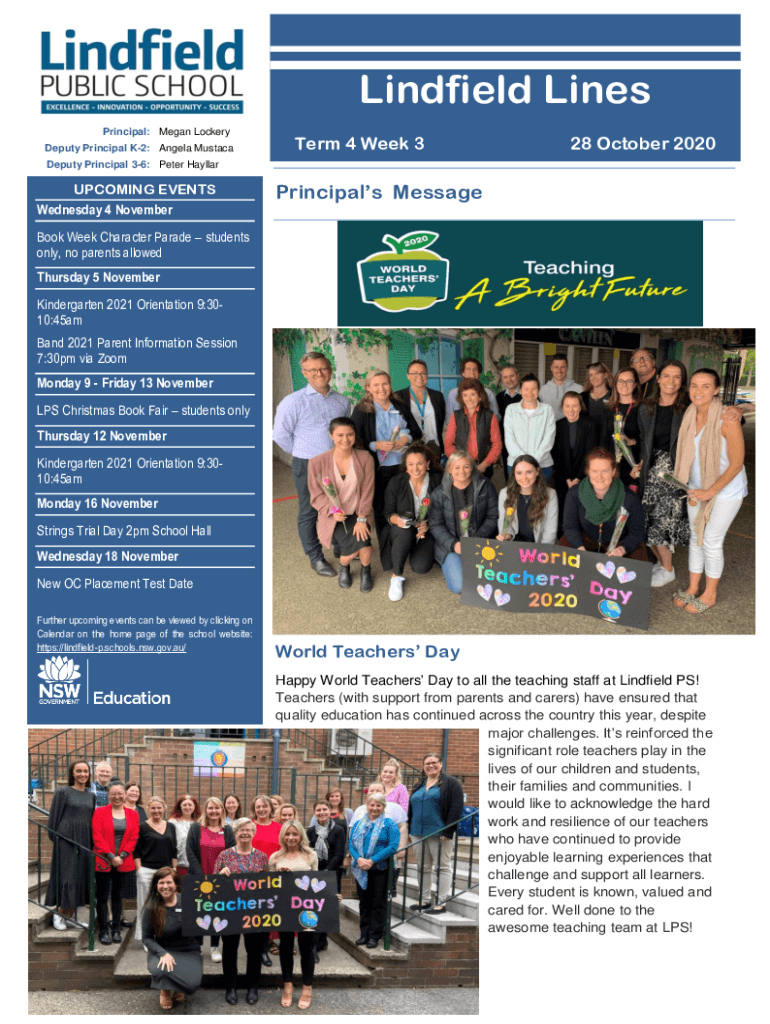 Fillable Online Get the free Lindfield Lines Principal: Megan Lockery ...