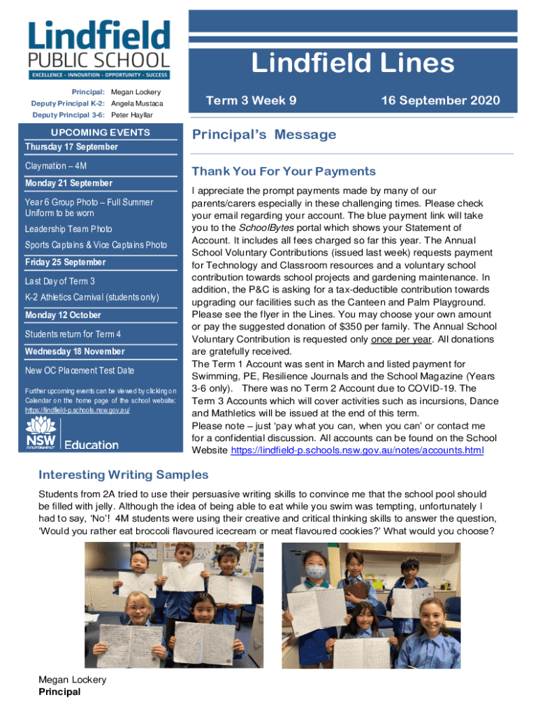 Fillable Online Year 3 Workbook Term 3 Week 9 - Lindfield Public School ...