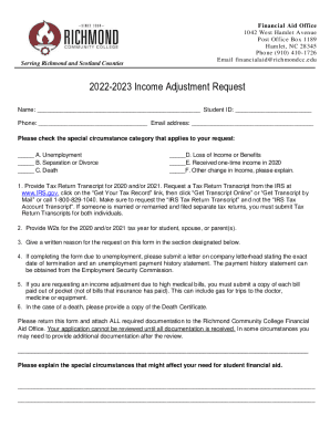 Fillable Online 2022-2023 Income Adjustment Request Fax Email Print ...