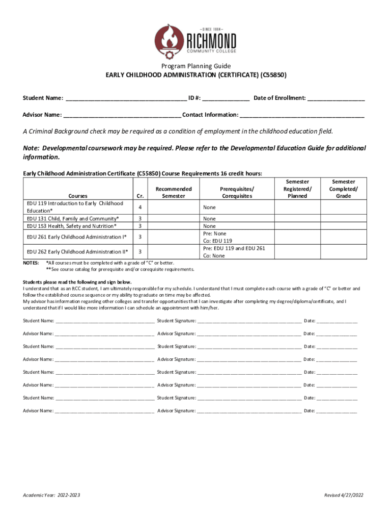 Fillable Online Early Childhood Education Certificate - Wake Tech Fax ...