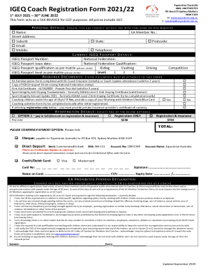 Fillable Online EA New Coach Registration Form 21/22 - Equestrian ...