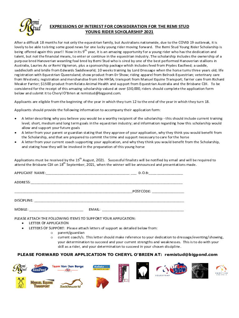 Fillable Online EXPRESSION OF INTEREST FOR CONSIDERATION FOR THE Fax ...