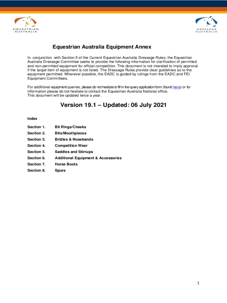 Fillable Online EA Equipment Annex Dressage Update - Equestrian ...
