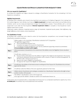 Fillable Online EQUESTRIAN AUSTRALIA CLASSIFICATION REQUEST FORM Fax ...