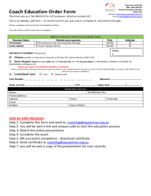Fillable Online Education Resource Order Form - Equestrian Australia ...