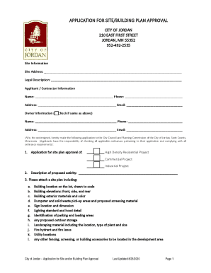 Fillable Online APPLICATION FOR SITE/BUILDING PLAN APPROVAL Fax Email ...