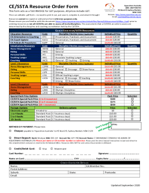 Fillable Online CE/SSTA Resource Order Form - Equestrian Australia Fax ...