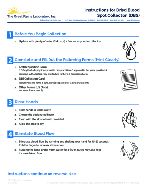 Fillable Online Instructions for Dried Blood Spot Collection ...