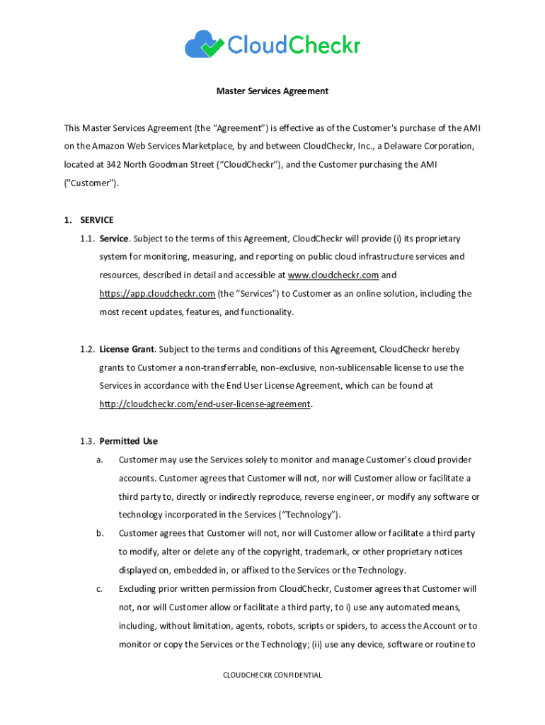 Fillable Online Master Services Agreement - cloudfront.net Fax Email Print - pdfFiller
