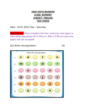 Nursery English Question Paper - Fill Online, Printable, Fillable ...