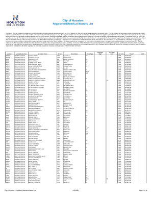 Fillable Online Registered Electrical Masters List - Houston Permitting ...