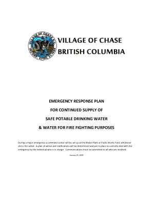 Fillable Online Drinking Water Sector Emergency Response Plan Template ...