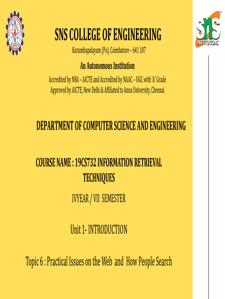 Fillable Online SNS COLLEGE OF ENGINEERING - SNS Courseware Fax Email ...