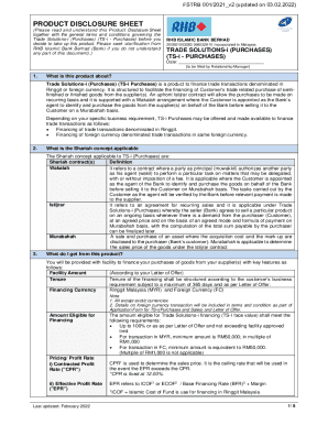 Fillable Online PRODUCT DISCLOSURE SHEET - RHB TradeSmart Fax Email ...