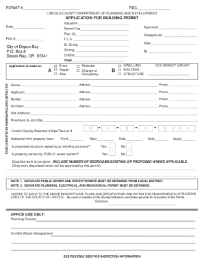 Fillable Online Building Permit Application - Lincoln County Oregon Fax ...