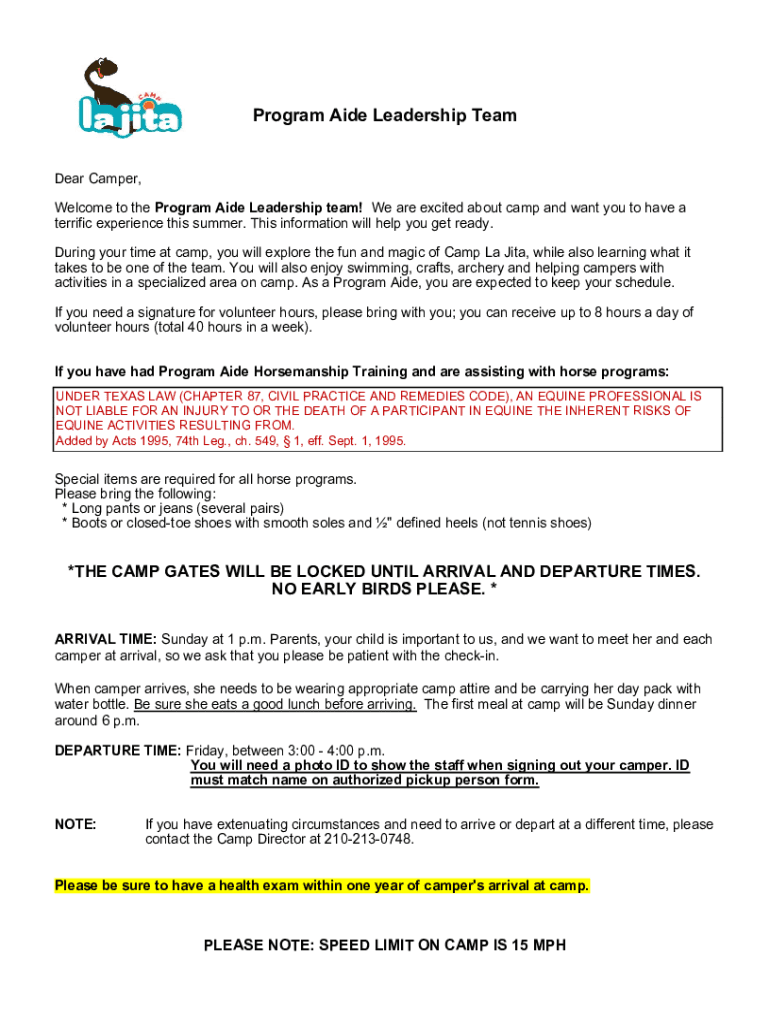 Fillable Online Program Aide Self-Paced Course - Girl Scouts San Diego Fax Email Print - pdfFiller