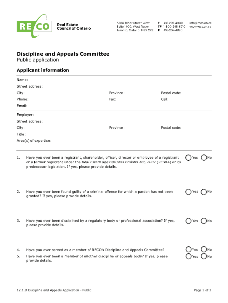 Fillable Online Public Discipline and Appeals Application Fax Email Print - pdfFiller