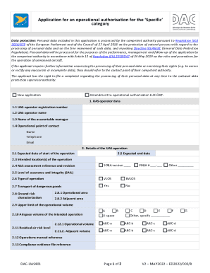 Fillable Online Application for an operational authorisation for the ...