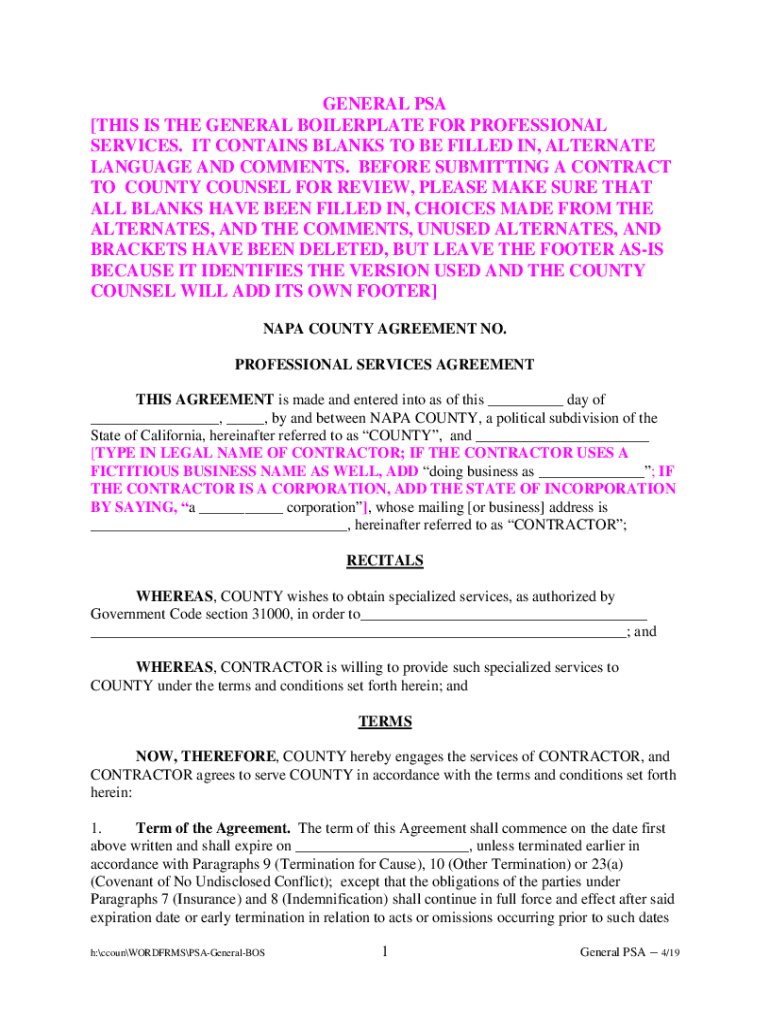 Fillable Online General Contract Clauses: Boilerplate Clauses (Short ...