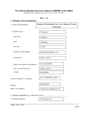 Fillable Online Annual Quality Assurance report(AQAR) of IQAC Fax Email ...