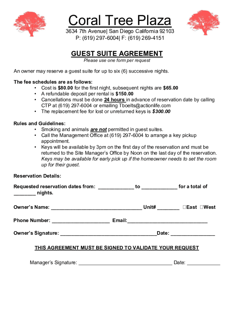 Fillable Online UPDATED Guest Suite Agreement Fax Email Print - pdfFiller