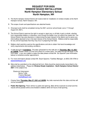 Fillable Online REQUEST FOR BIDS WINDOW SHADE INSTALLATION North ...