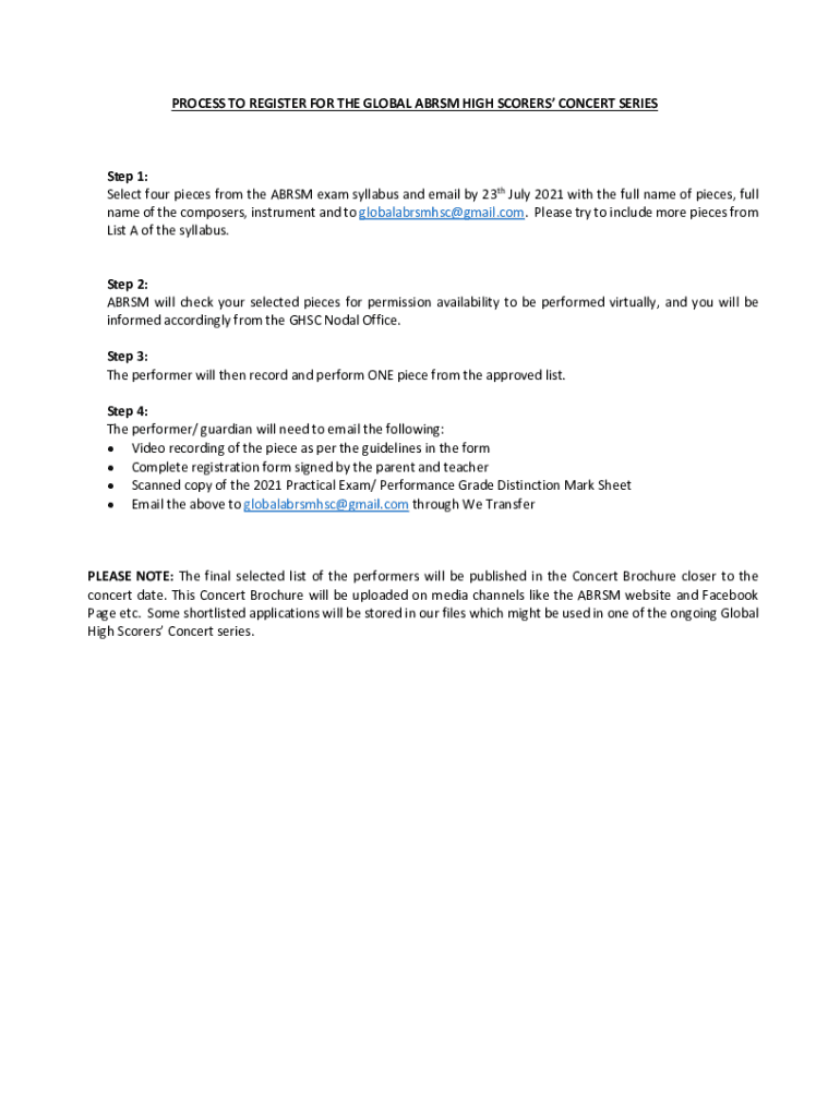 Fillable Online Application process for the virtual ABRSM Global High ...