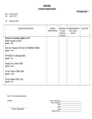 Fillable Online bidsandawards upm edu additional sheet for technical ...