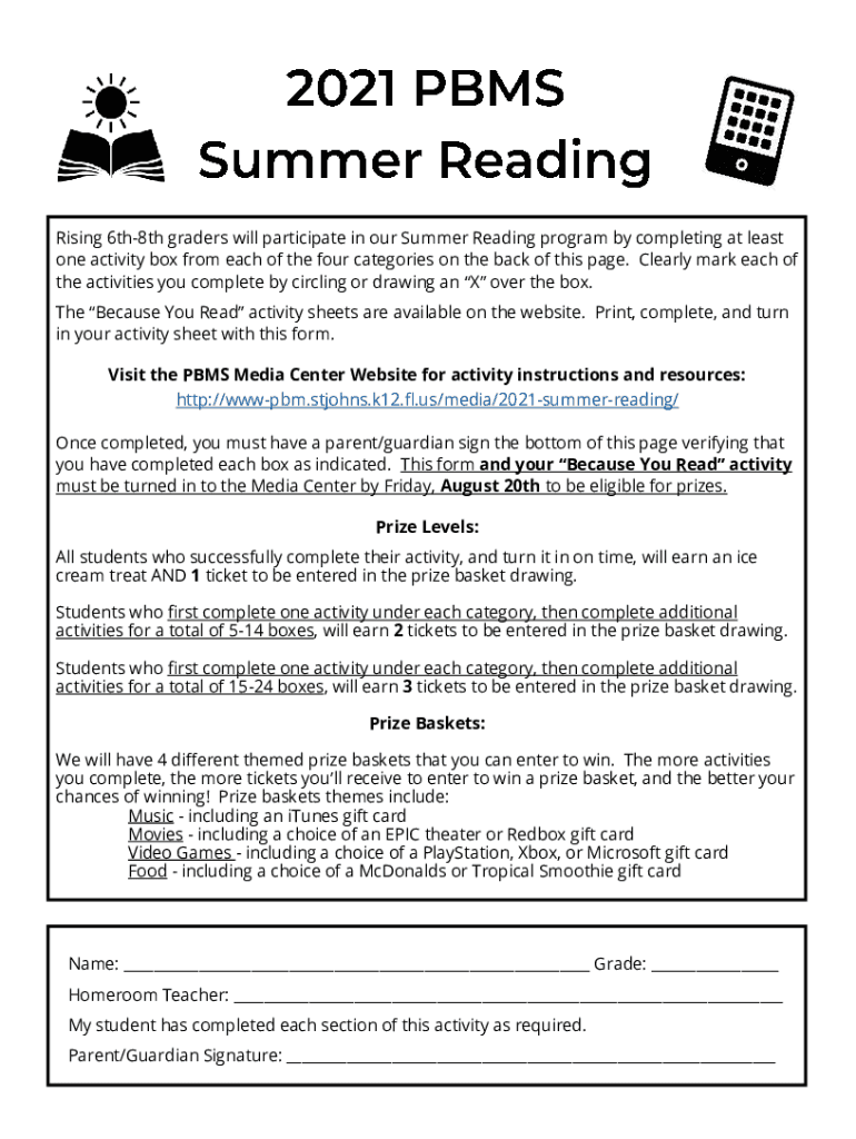 Fillable Online www-pbm stjohns k12 fl Rising 6th-8th graders will ...