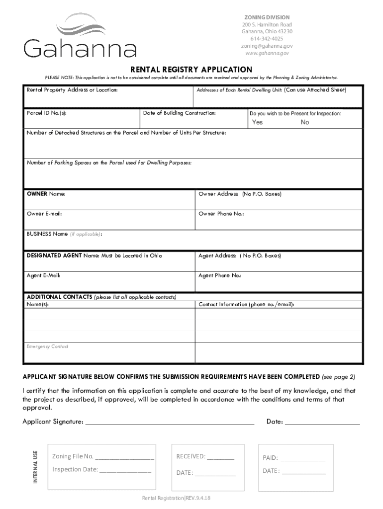 Fillable Online New Online Rental Property Registration Forms - Gahanna.gov Fax Email Print ...