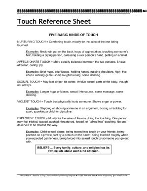 Fillable Online Touch Reference Sheet Fax Email Print - pdfFiller