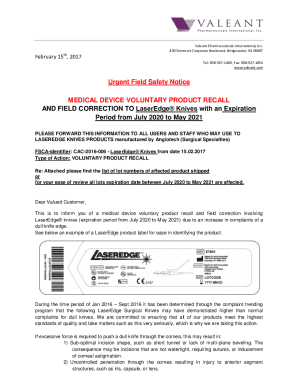 Fillable Online Alerts, recalls and safety information: drugs and ...