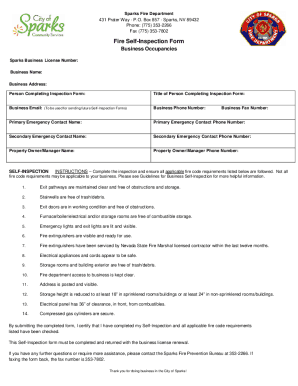 Fillable Online Fire Self-Inspection Form Fax Email Print - pdfFiller