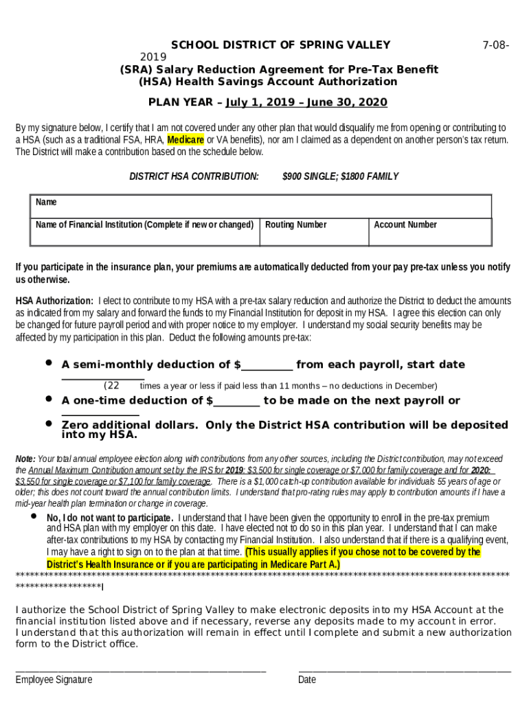 Authorization for Salary Reduction Agreement for ... Doc Template ...