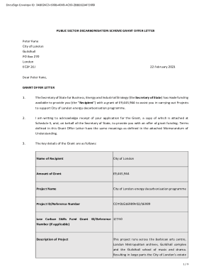 Fillable Online democracy cityoflondon gov ANNEX 1: Sample Grant offer ...