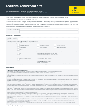 Fillable Online Aviva Investors Climate Transition Global Equity Fund Additional Investments ...